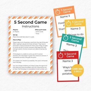 Thanksgiving 5 Second Game | Printable Thanksgiving Game | Thanksgiving ...
