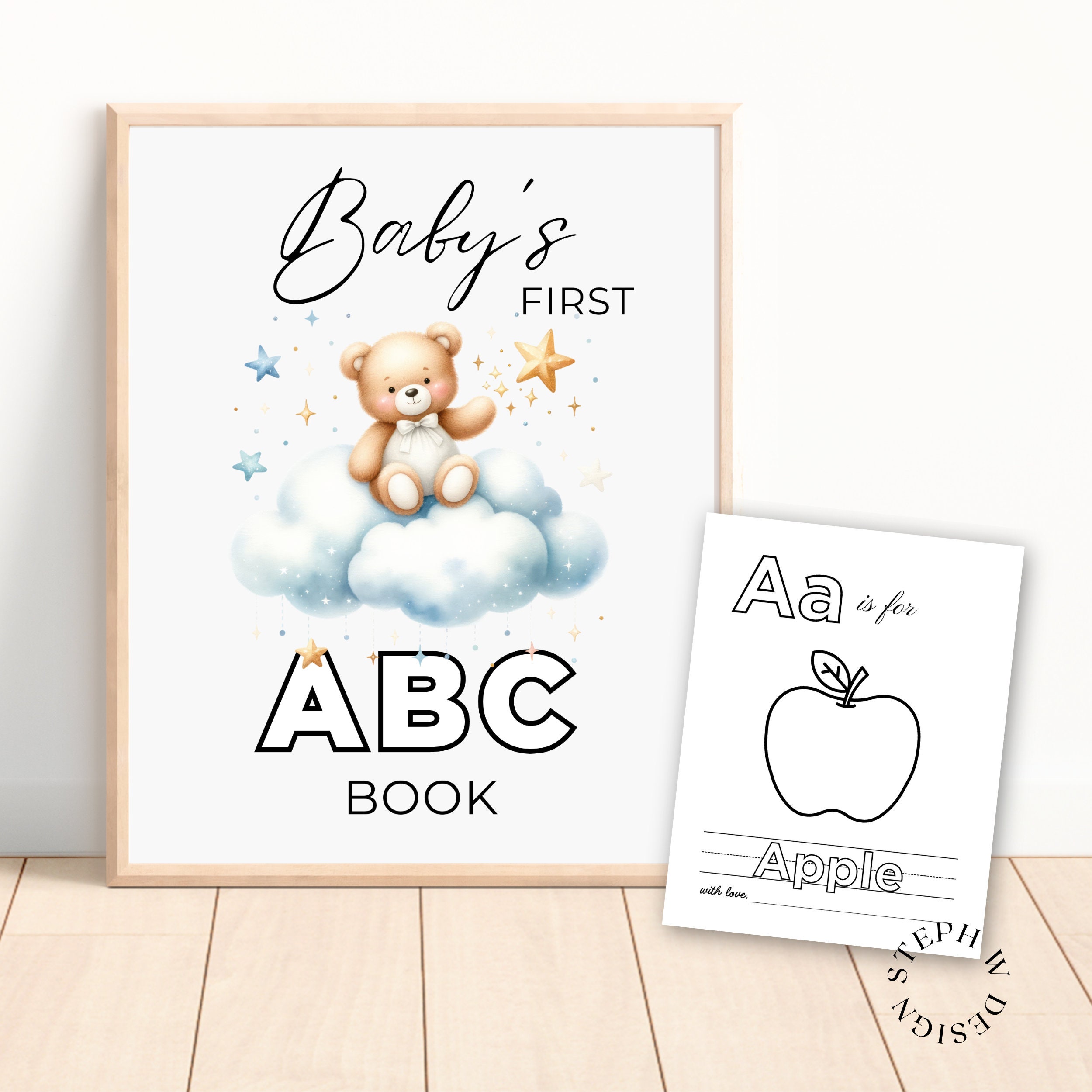 52 Pages Baby Shower Abc Book, Baby Shower Game,baby Alphabet Book ...
