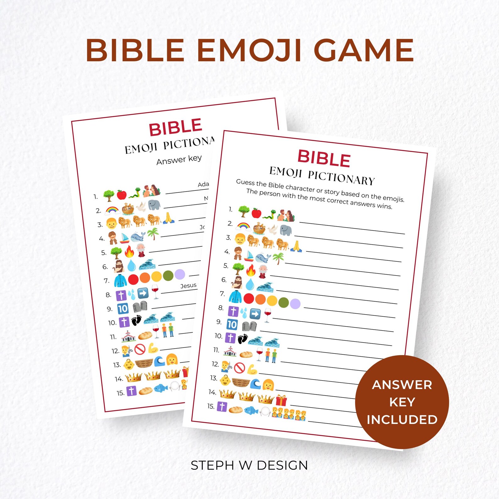 Bible Emoji Game, Printable Church Activity for Kids and Adults, Fun ...