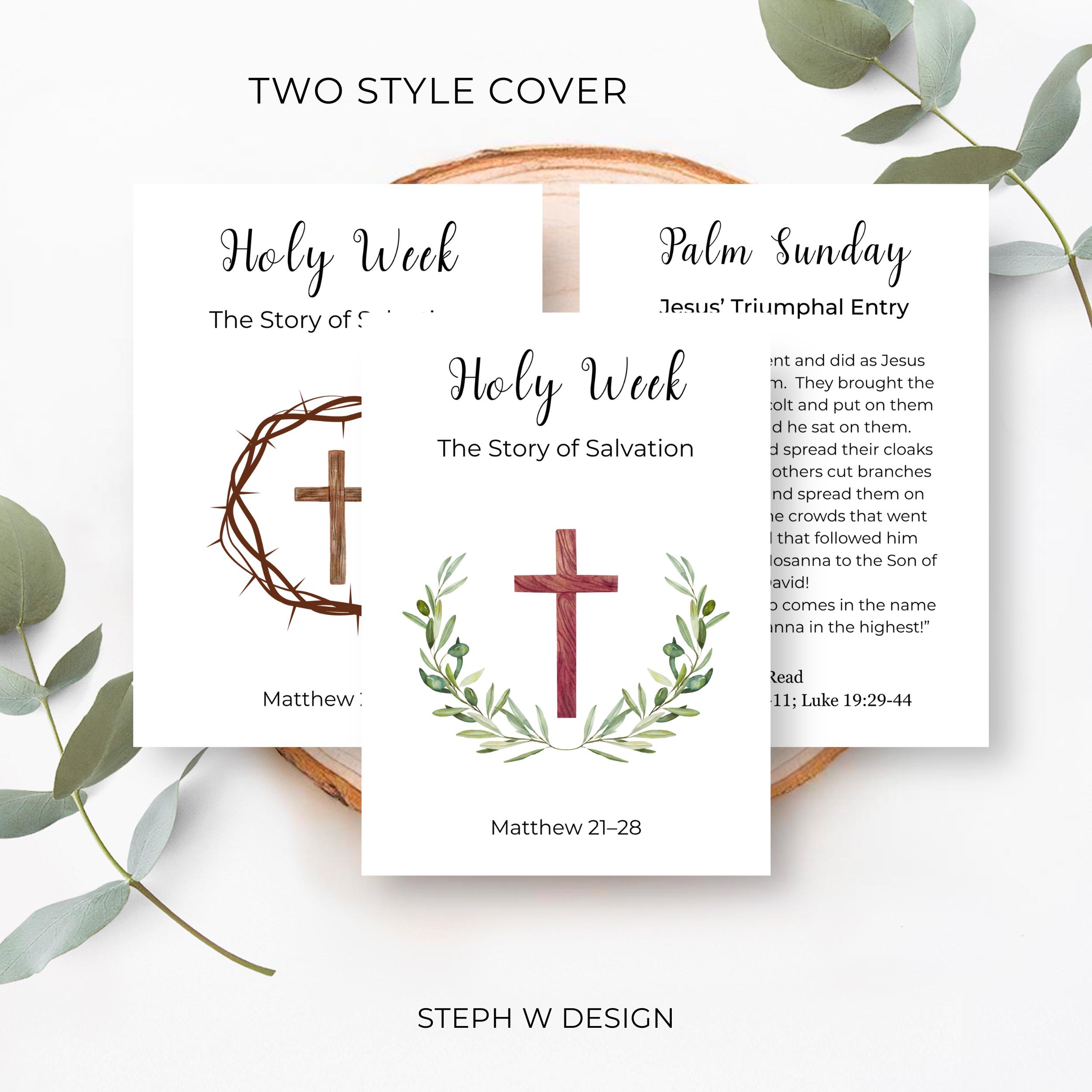 Holy Week Bible Study Cards, Easter Advent Cards, Printable Holy Week ...