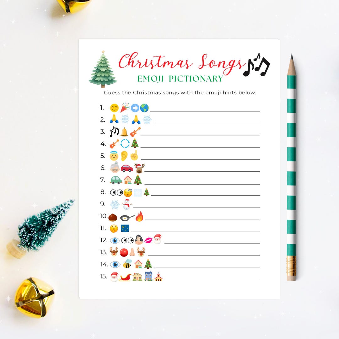 Christmas Songs Emoji Pictionary | Kids & Adults | Christmas Songs ...