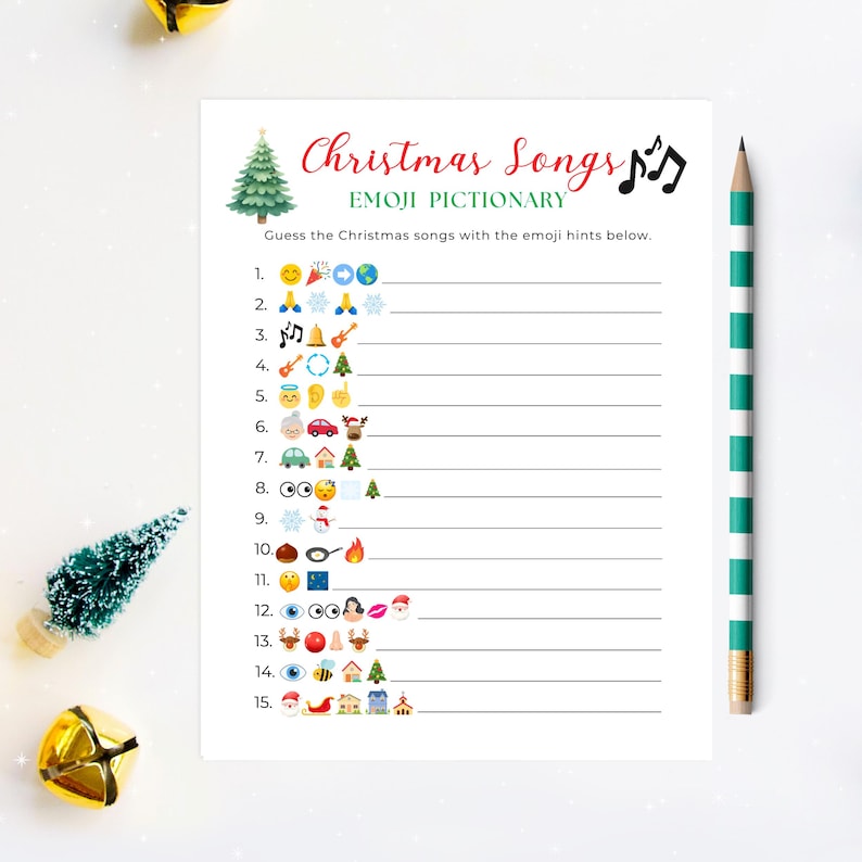 Christmas Songs Emoji Pictionary | Kids & Adults | Christmas Songs ...