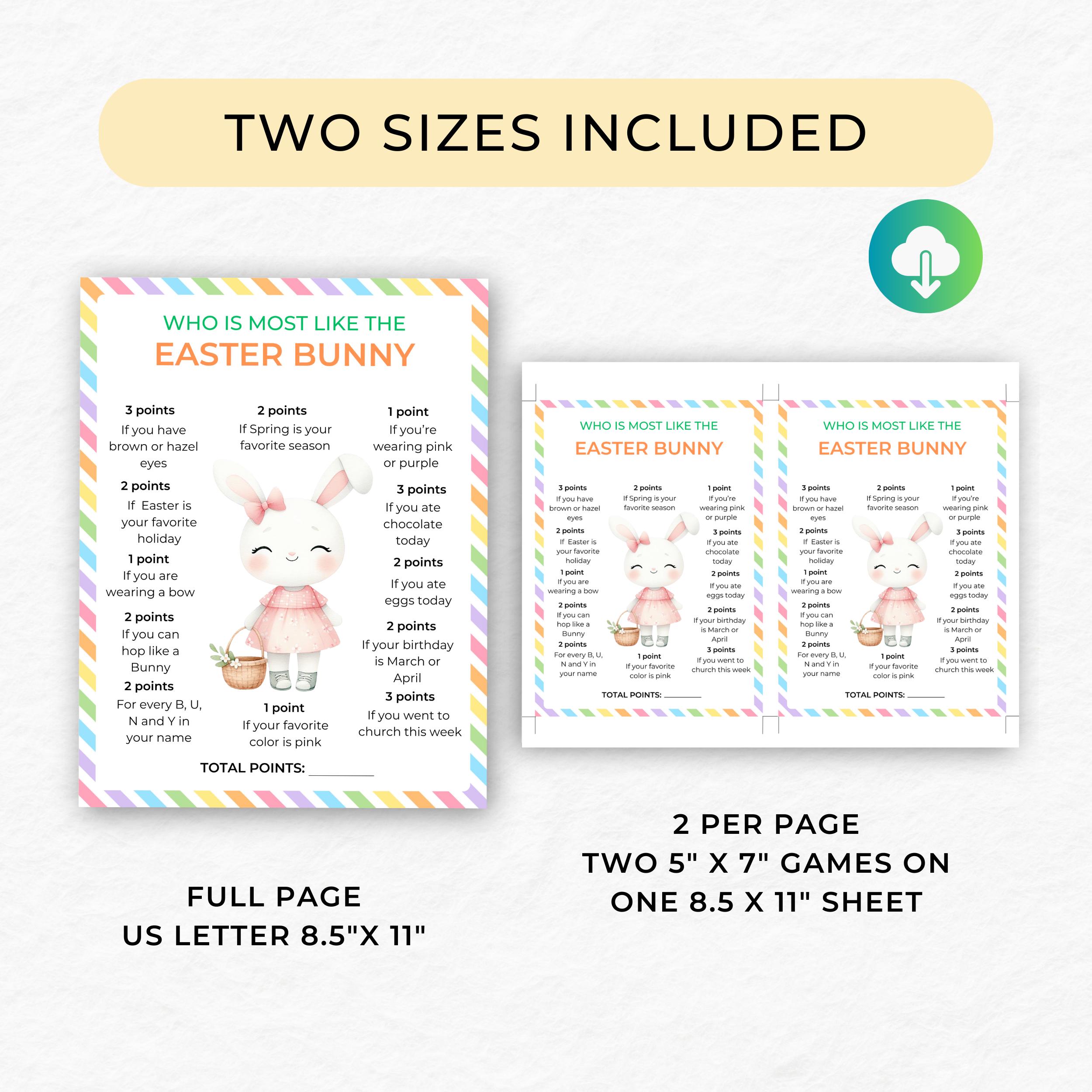 Who is Most Like the Easter Bunny Game, Easter Bunny Game, Easter Party ...