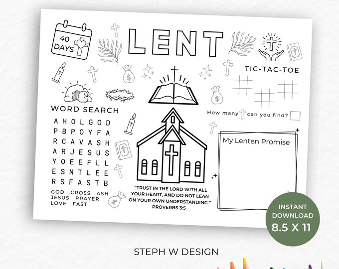 Printable Lent Symbols Sunday School Craft Coloring Spinner Wheel, Kids ...