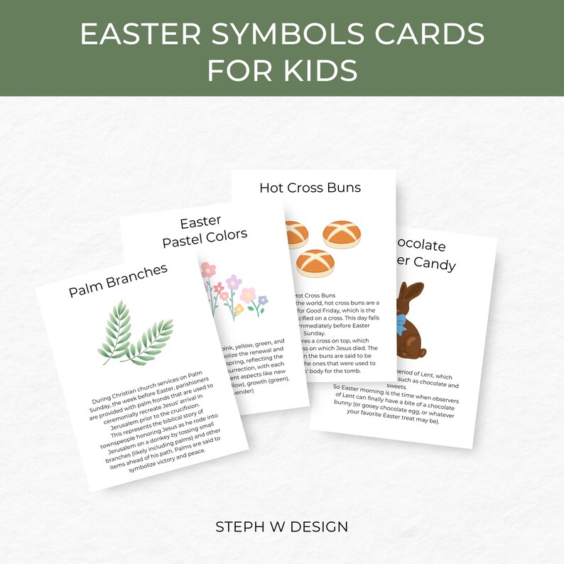 Easter Story Cards for Kids, Holy Week Study Cards, Easter Scripture ...
