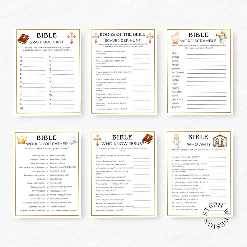 Bible Games Bundle | Christian Printables | Bible Trivia | Left Right ...