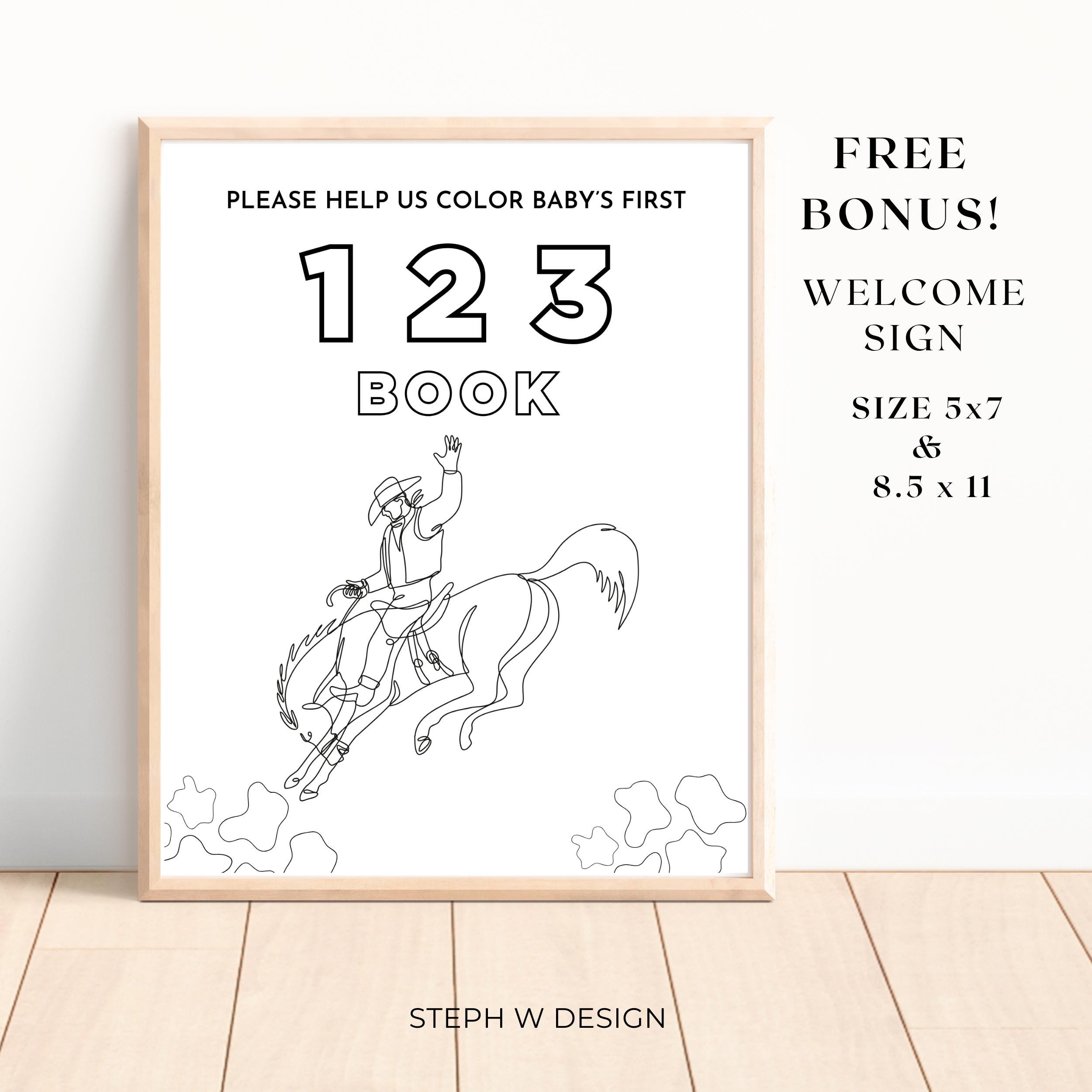 Western Cowboy 123 Coloring Book, Baby's First 123 Book, Printable ...