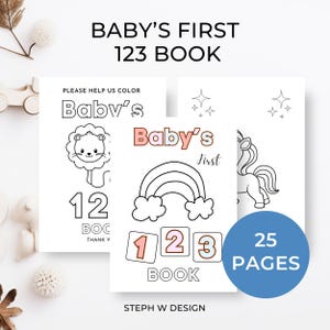 Baby Shower 123 Book, Baby's First Coloring Book,printable Baby Shower ...
