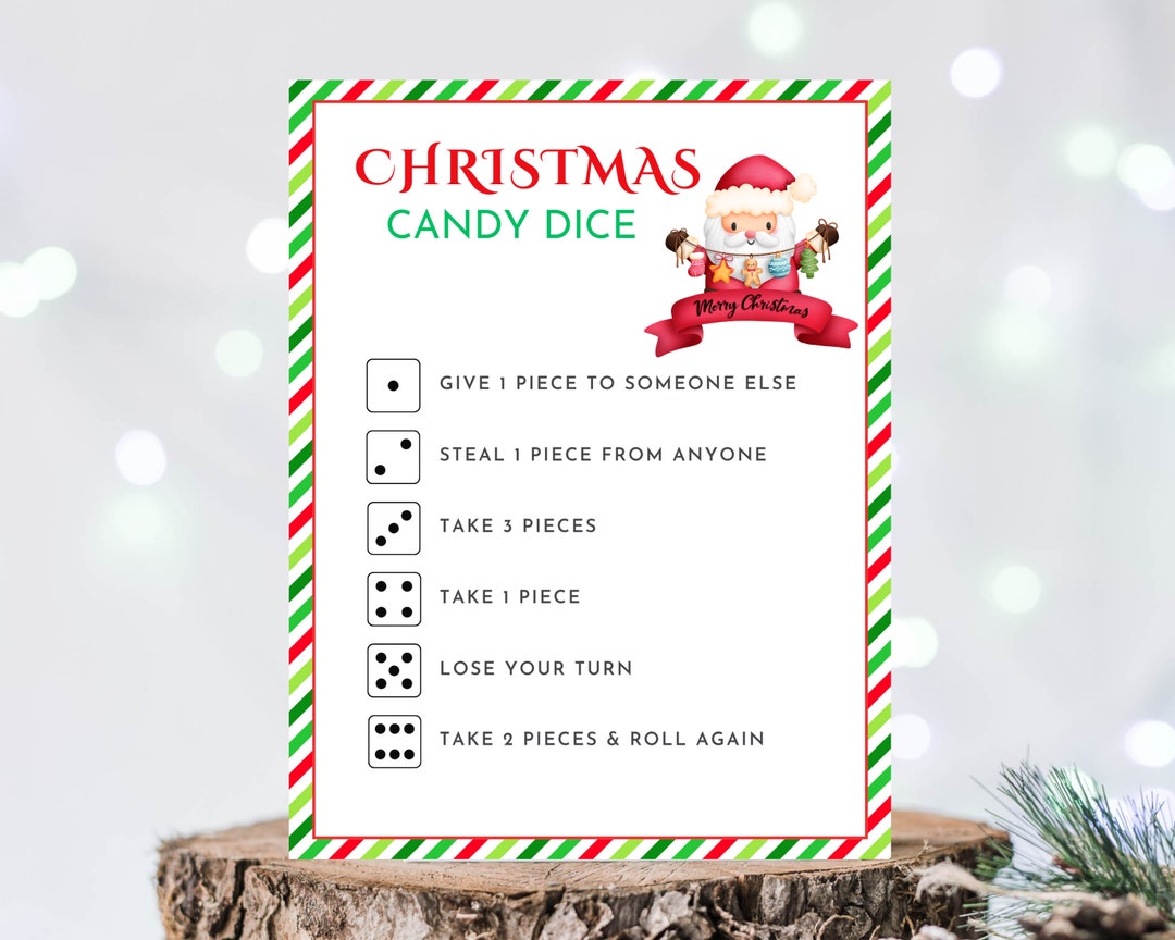 Christmas Candy Dice, Christmas Printable Candy Game, Christmas Family ...