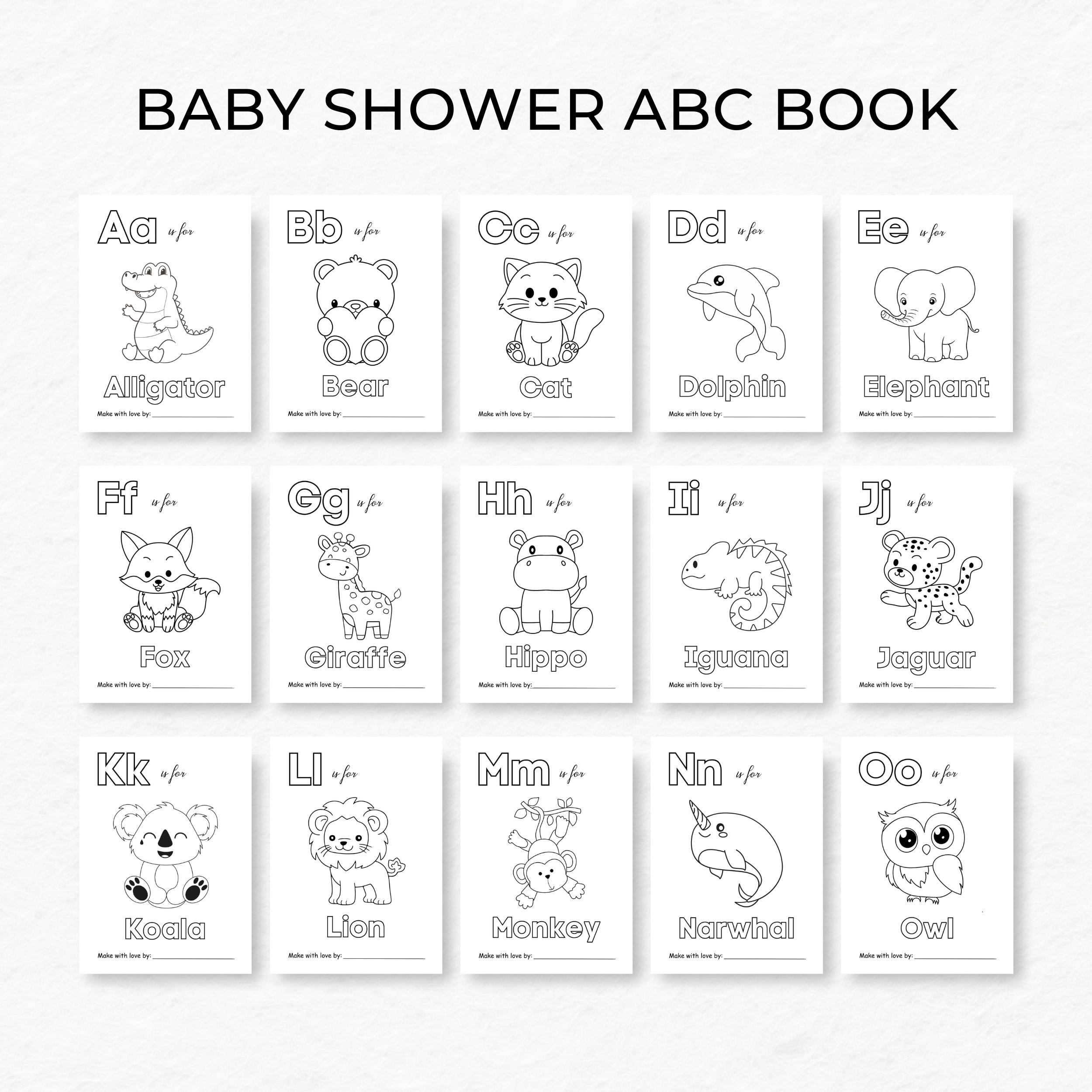 Printed 5x7 Baby Shower ABC Book, Baby's First ABC Book , Baby Alphabet ...