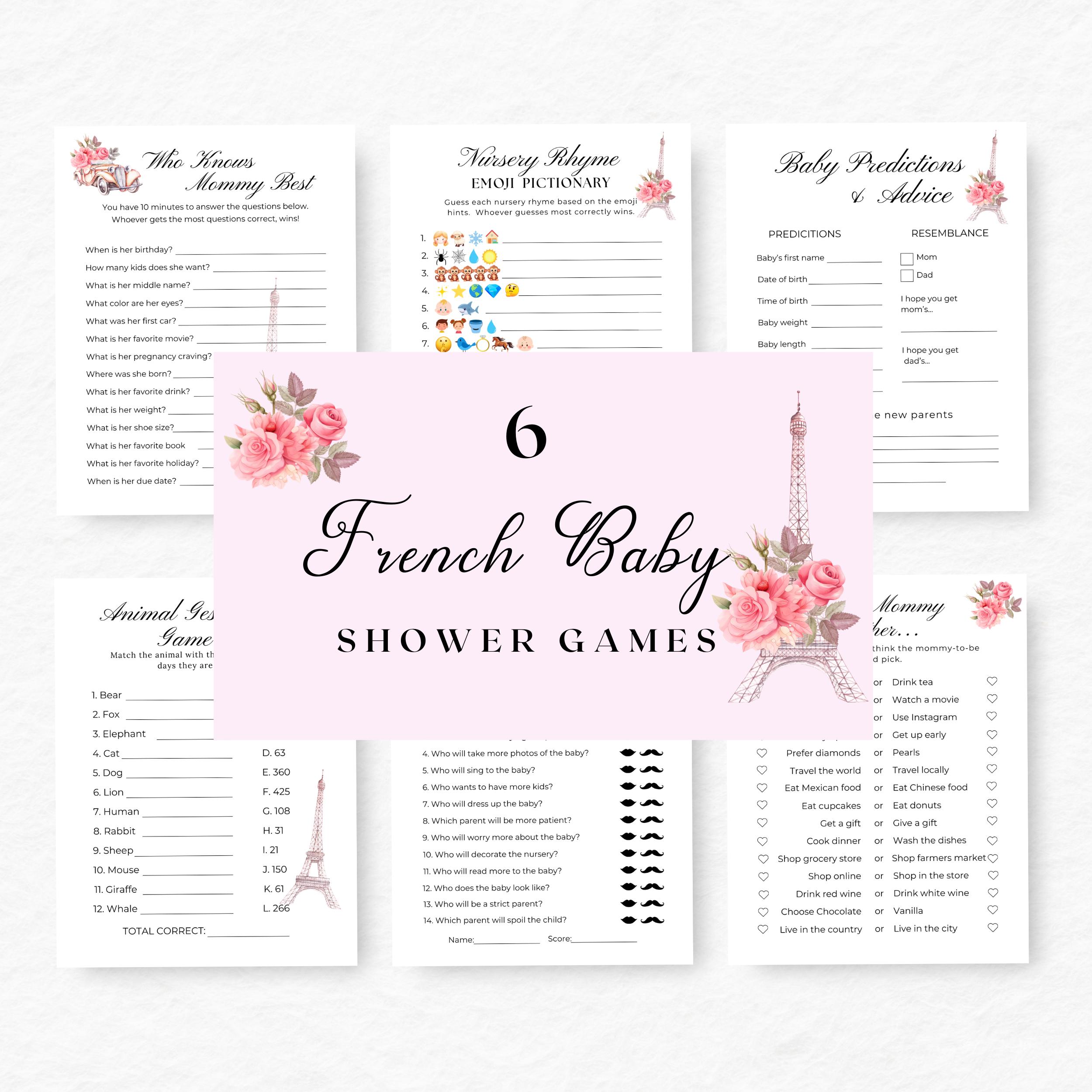 Paris Baby Shower, French Baby Shower, Jeux Baby Shower, Bonjour Bébé ...