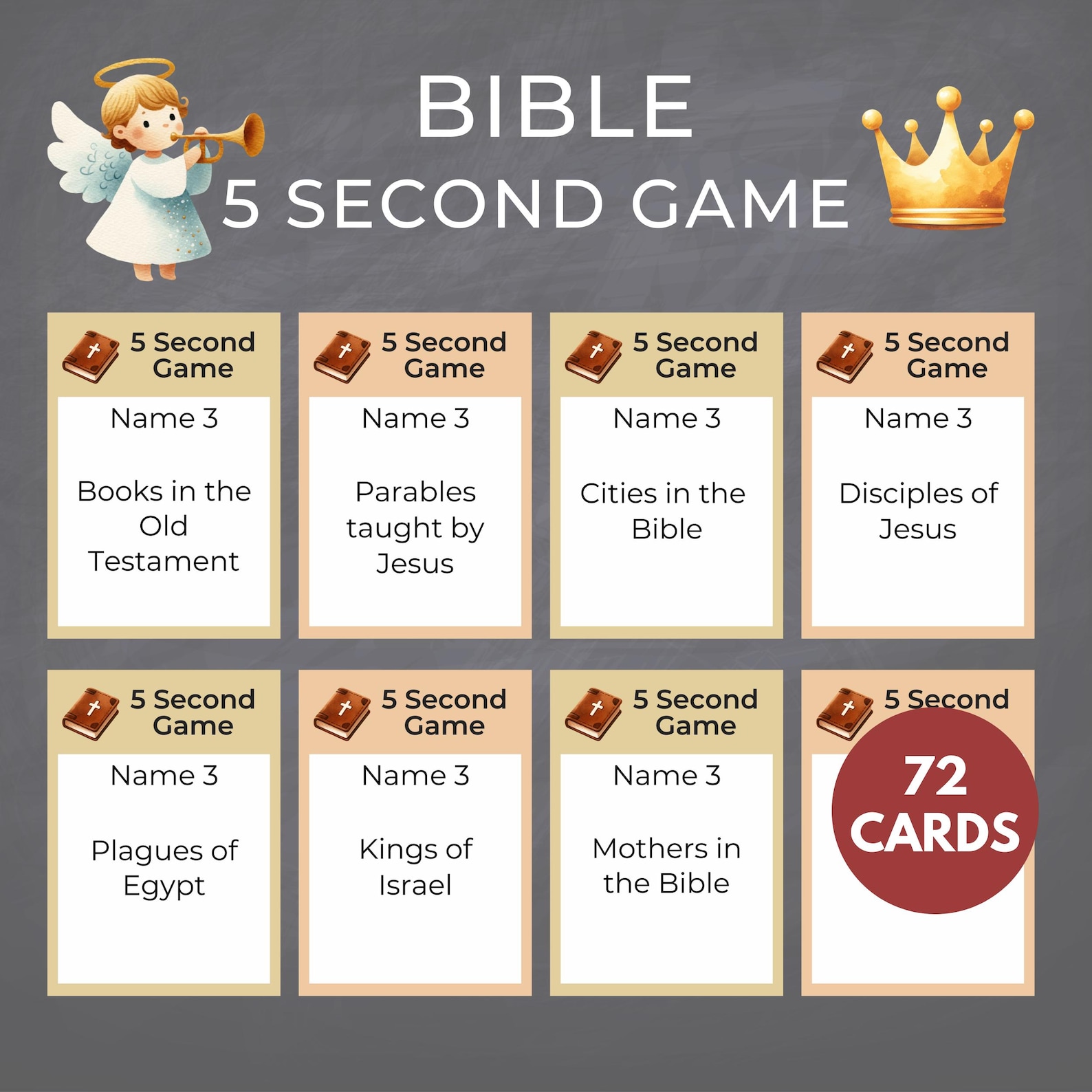 Bible Five Second Game, Bible Memory Matching Game Printable, Fun Bible ...