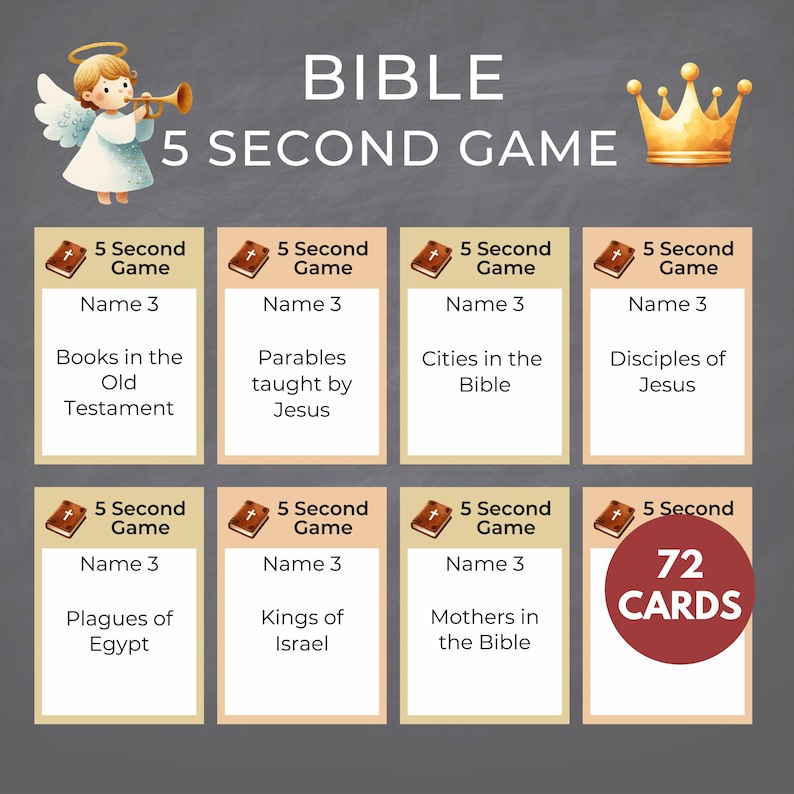 Bible Five Second Game, Bible Memory Matching Game Printable, Fun Bible ...