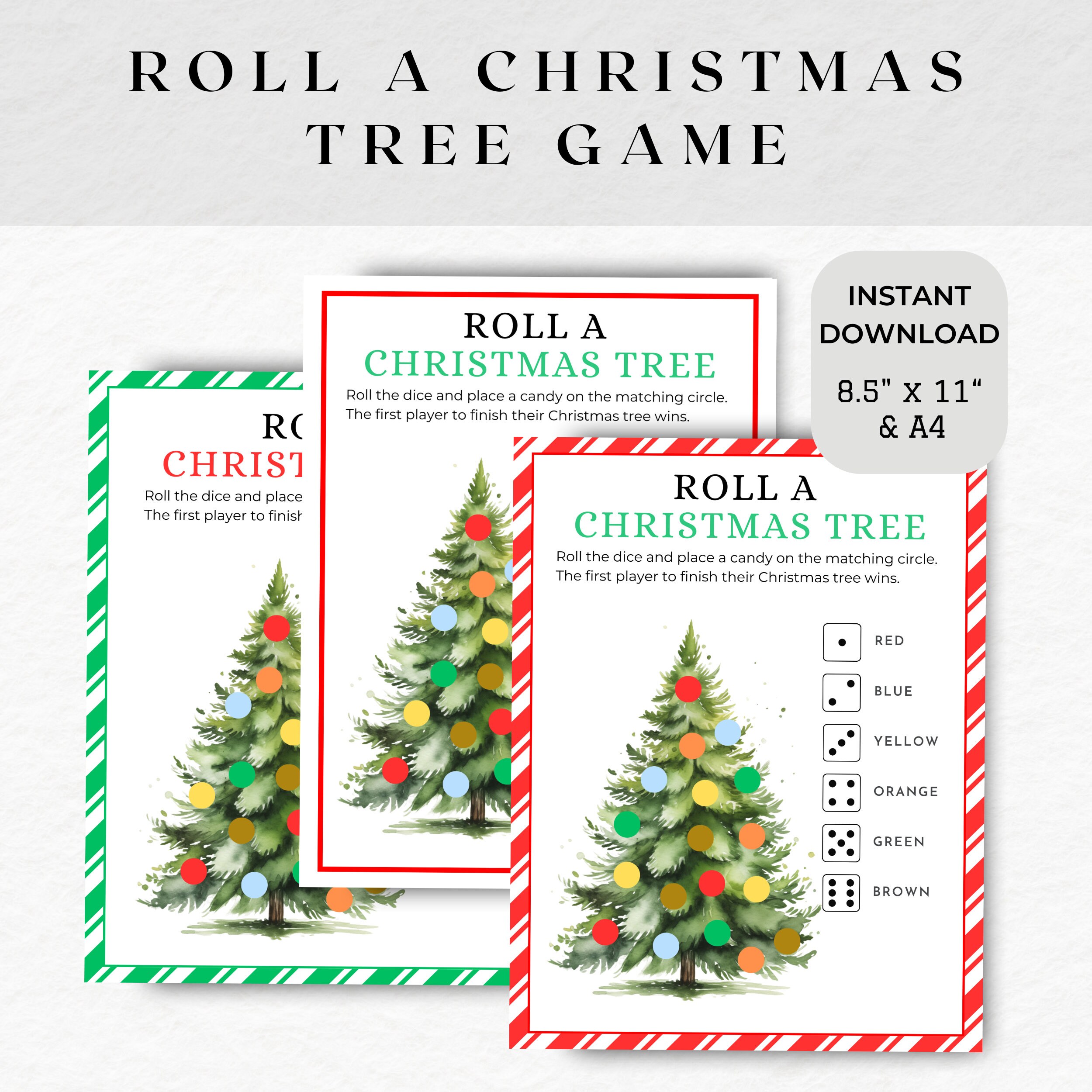 Roll A Tree Dice Game, Printable Christmas Game, Christmas Kids ...