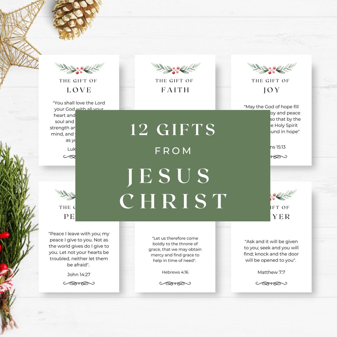 12 Gifts From Jesus Christ, Christmas Scripture Cards, Advent Scripture ...