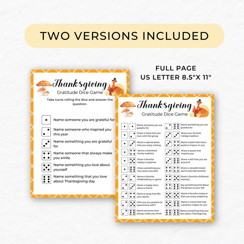 Thanksgiving Party Game | Thanksgiving Kids Activity | Dice Gratitude ...