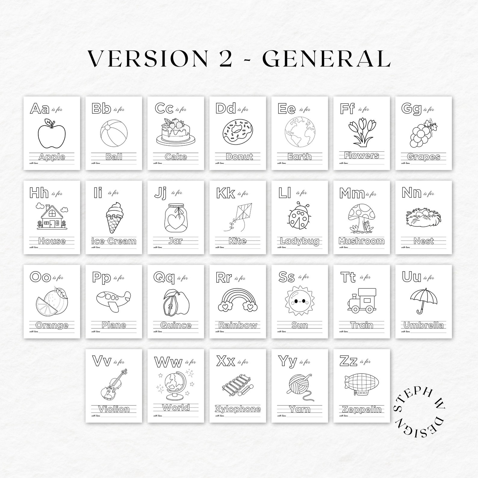 52 Pages ABC Coloring Book Baby Shower for Girl, Printable Baby ...