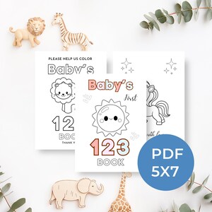 Baby Shower 123 Book, Baby's First Coloring Book,printable Baby Shower ...