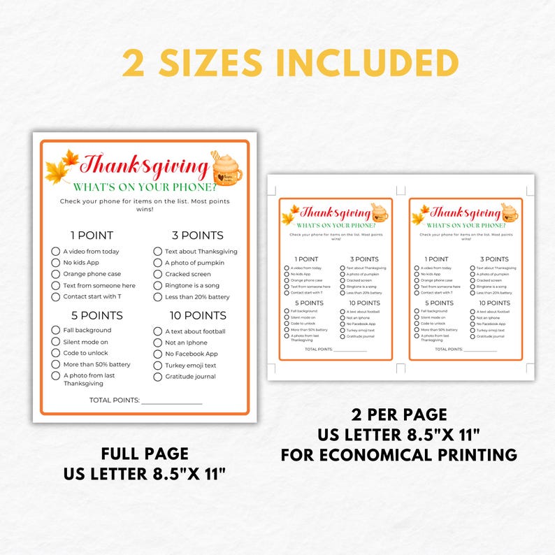 Thanksgiving What's on Your Phone Game, Thanksgiving Printable Game ...