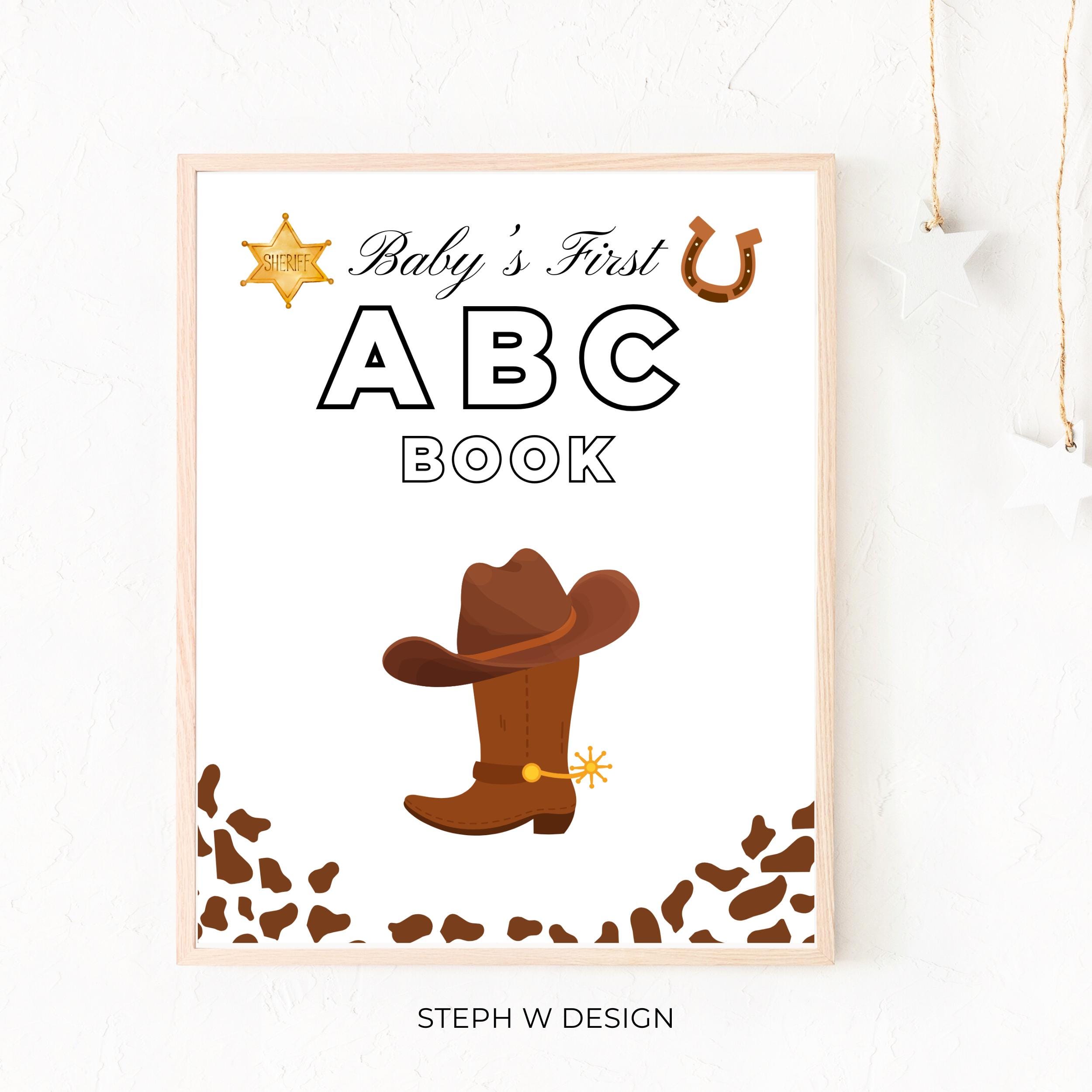 Western Cowboy ABC Coloring Book, Cowboy Baby Shower, Printable Cowboy ...