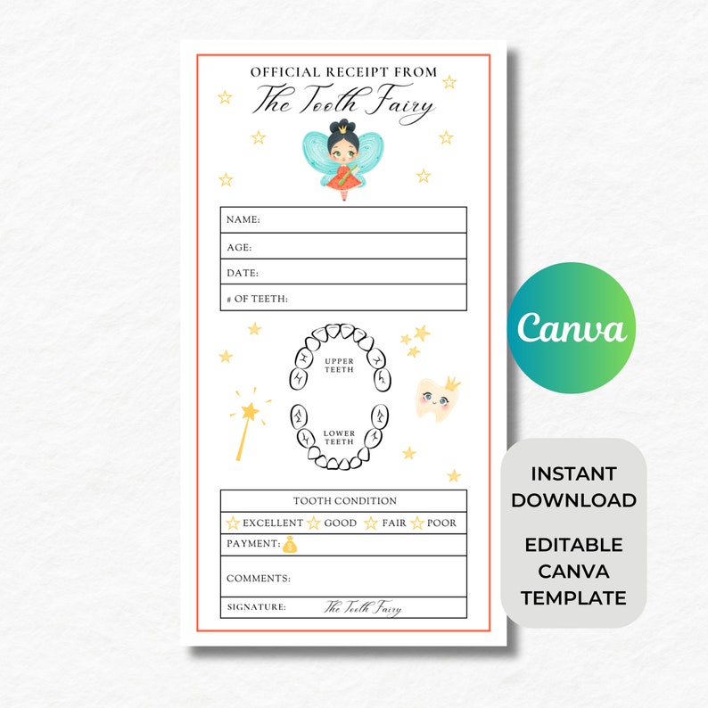 Editable Tooth Fairy Letter, Tooth Fairy Receipt, Printable Tooth Fairy ...