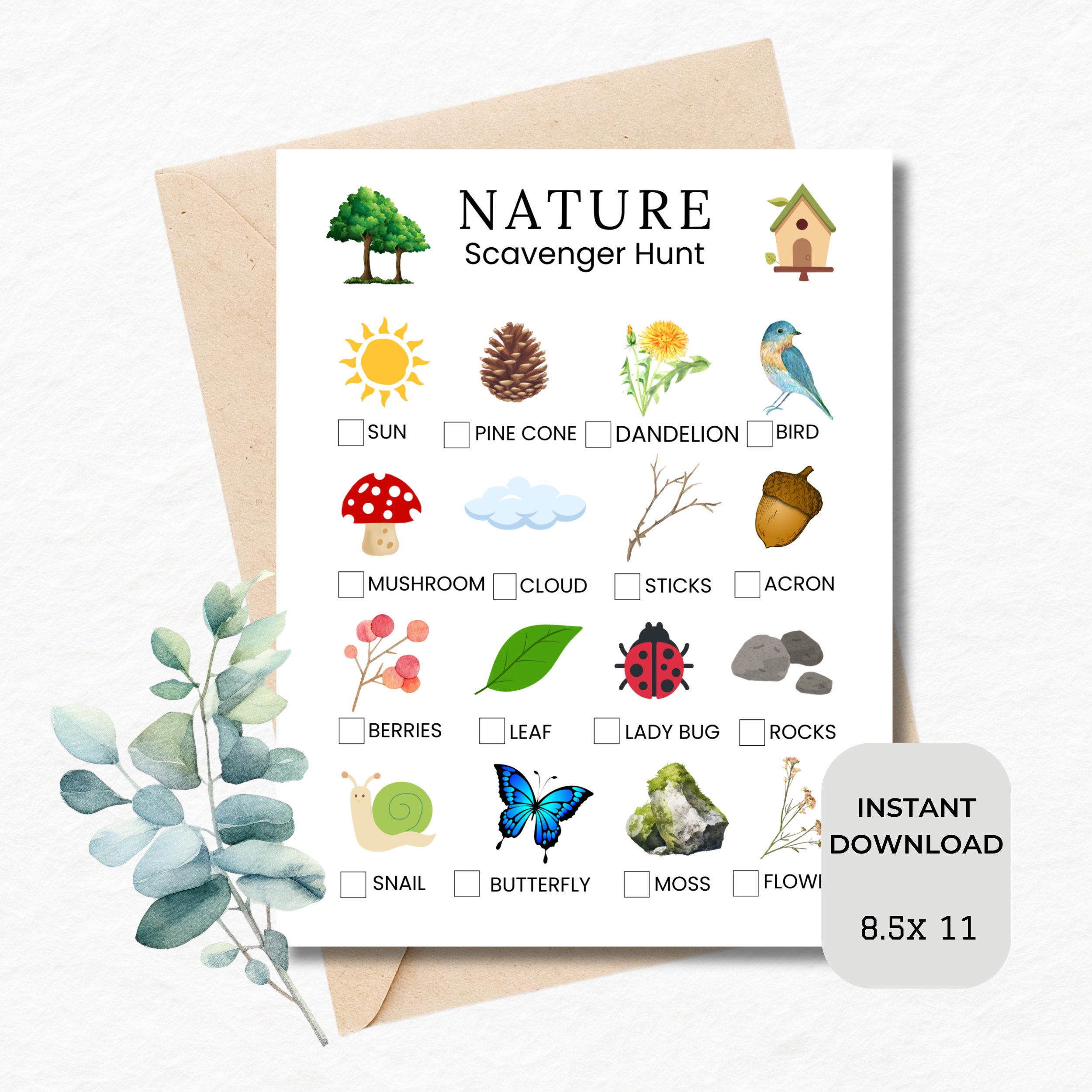 Printable Nature Scavenger Hunt | Nature Game | Outdoor Scavenger Hunt ...