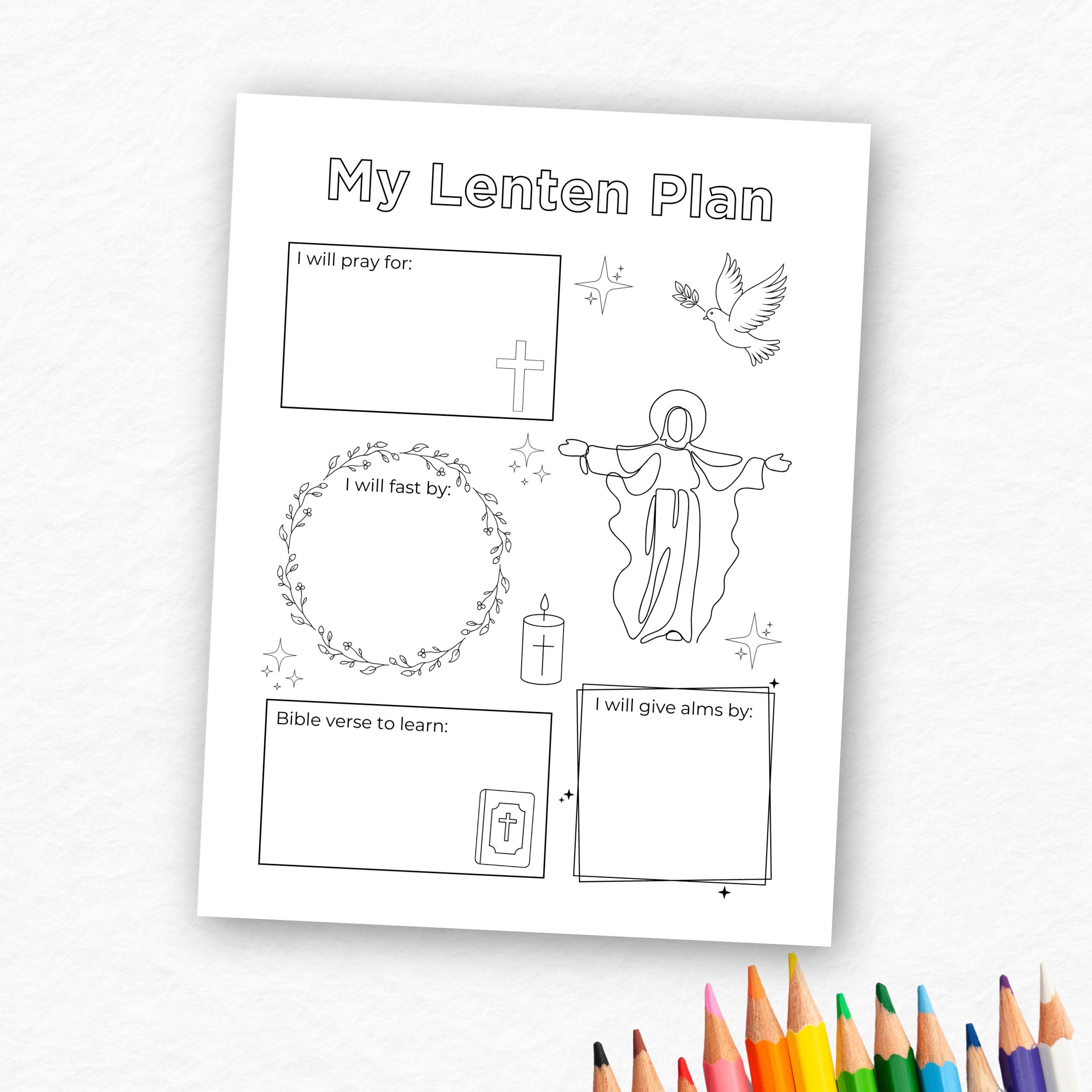Lent Planner Printable, Catholic Lent, Christian Activity Journal, Kids ...