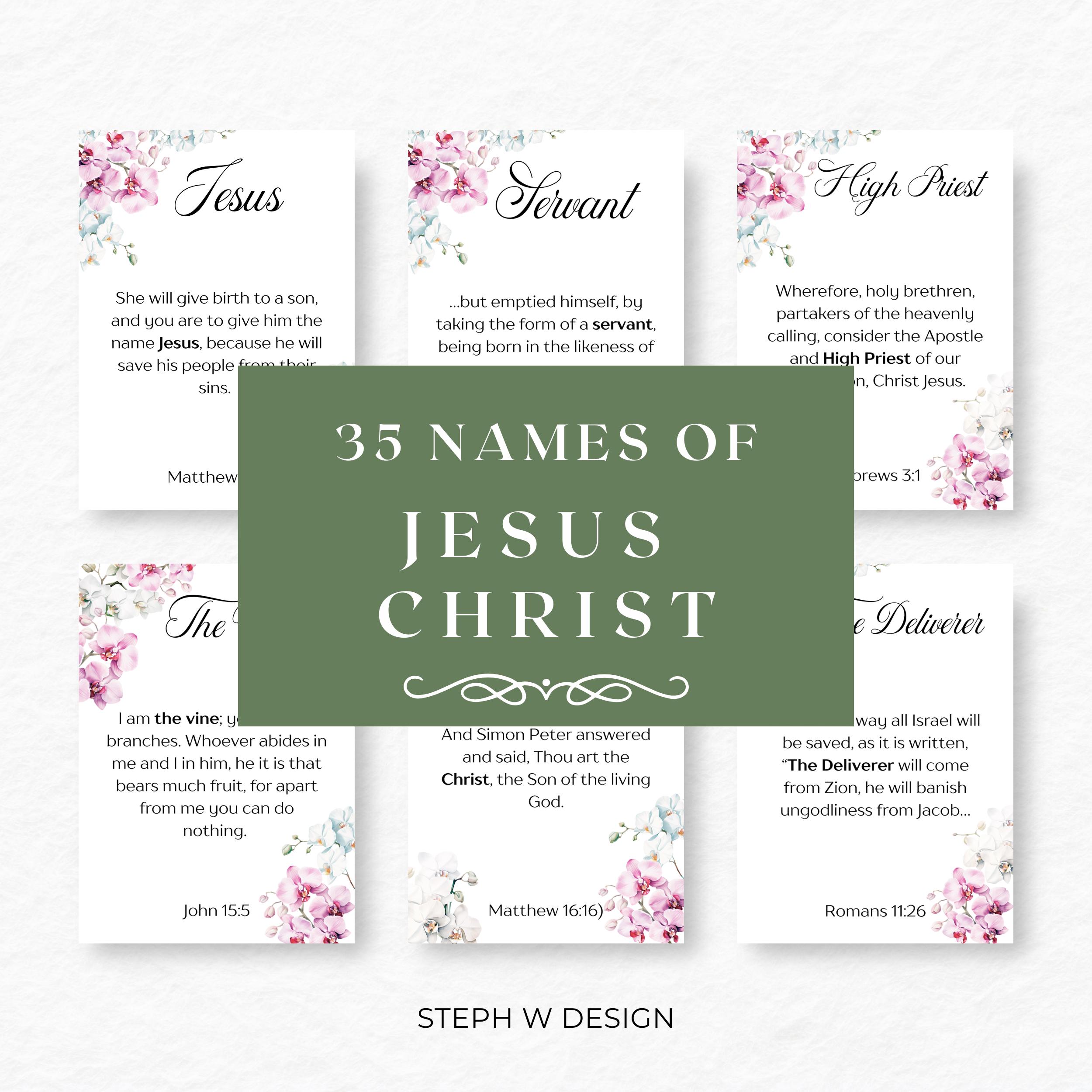 Names of Jesus Scripture Cards, Printable Bible Verses, Christian ...