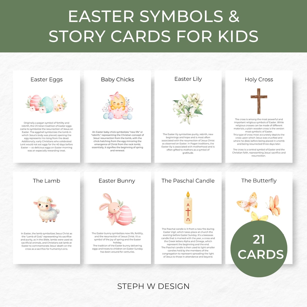 Easter Story Cards for Kids, Holy Week Study Cards, Easter Scripture ...