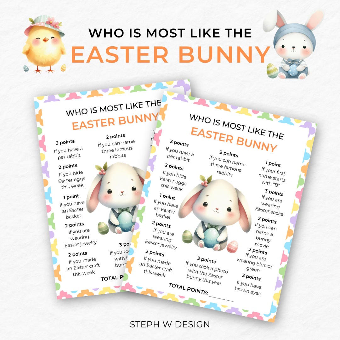 Who is Most Like the Easter Bunny Game, Easter Bunny Game, Easter Party ...
