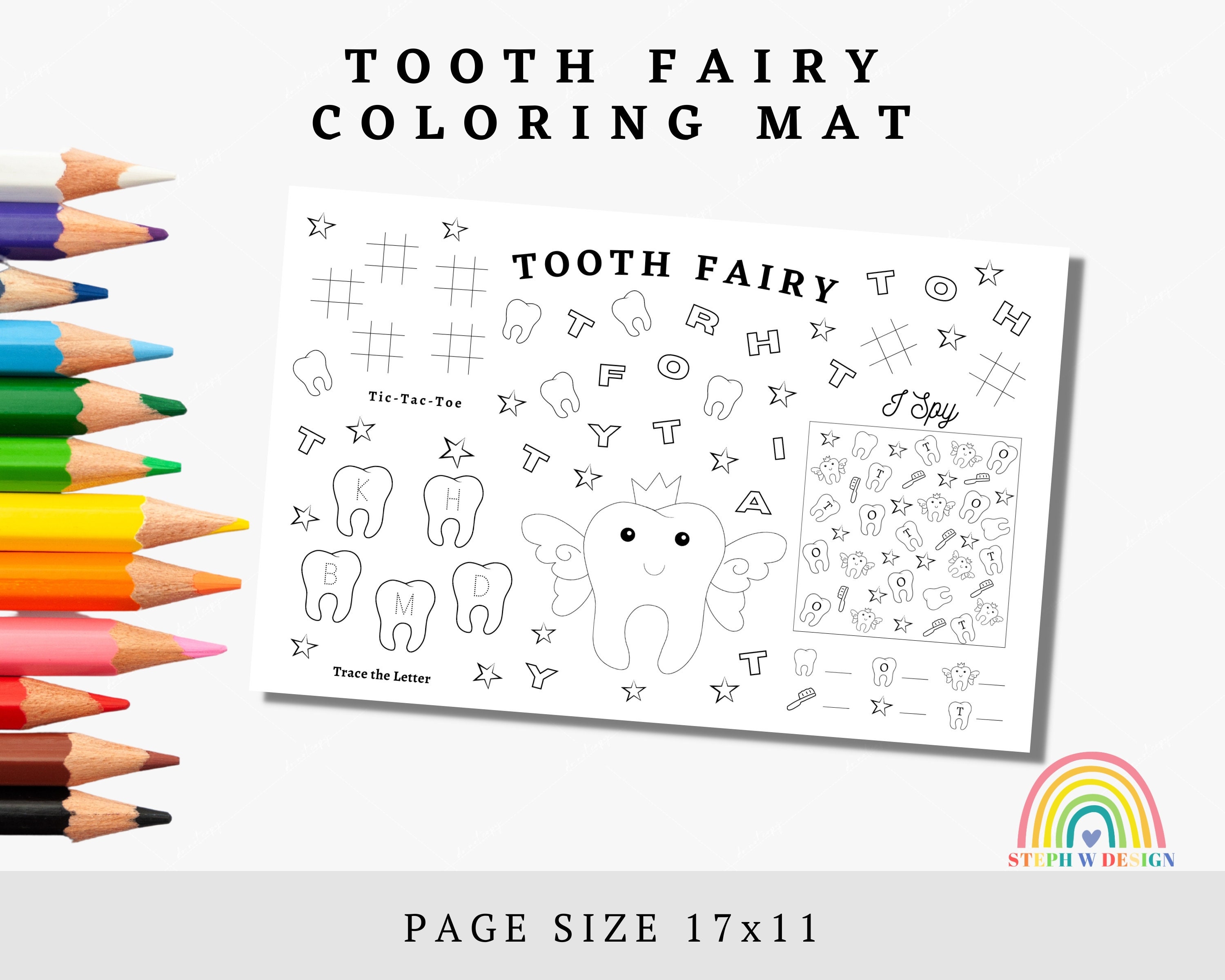 Printable Tooth Fairy Coloring Mat Fairy Coloring Placemat - Etsy
