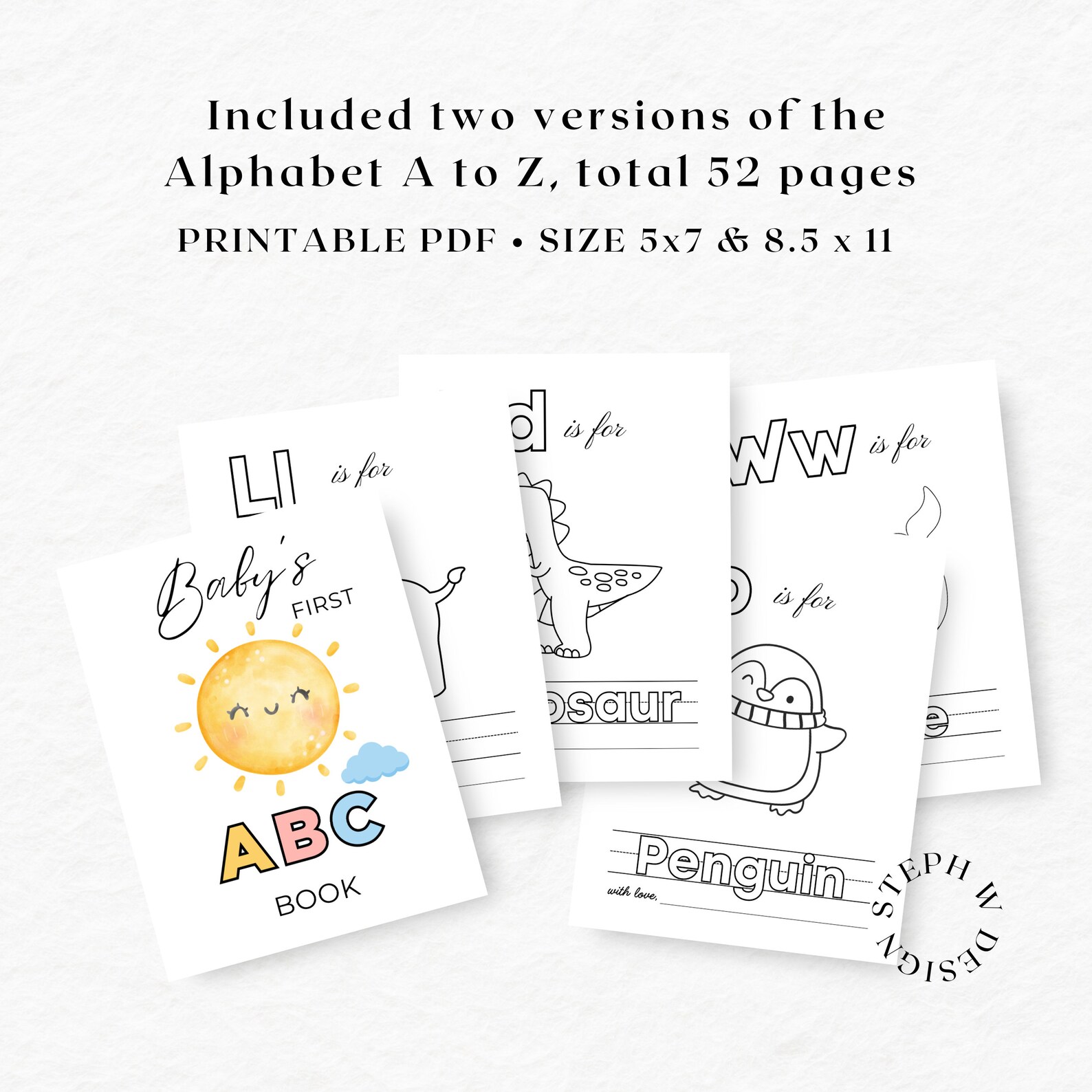 52 PAGES Baby Shower Abc Book | Baby Shower Game | Baby Alphabet Book ...