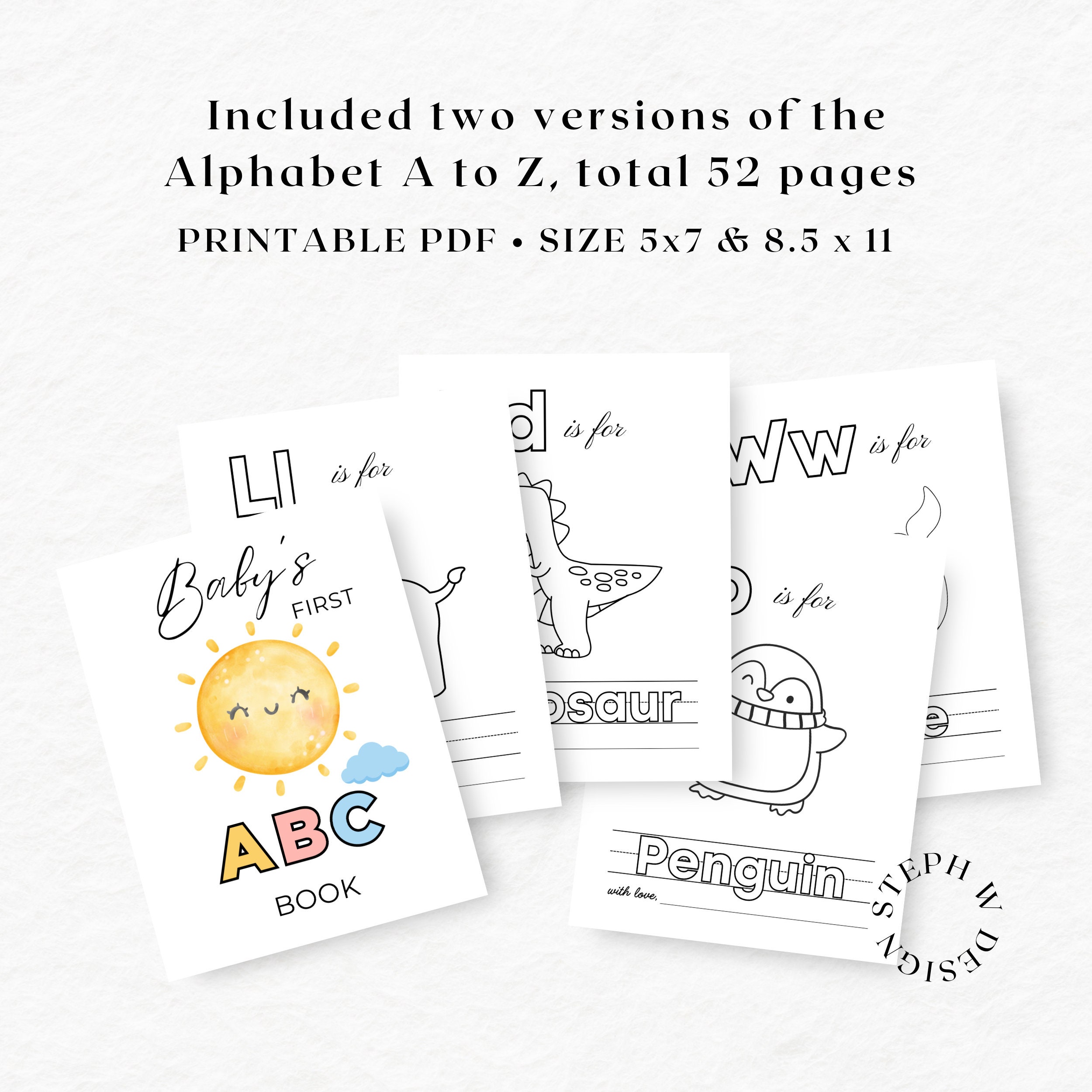 52 PAGES Baby Shower Abc Book | Baby Shower Game | Baby Alphabet Book ...
