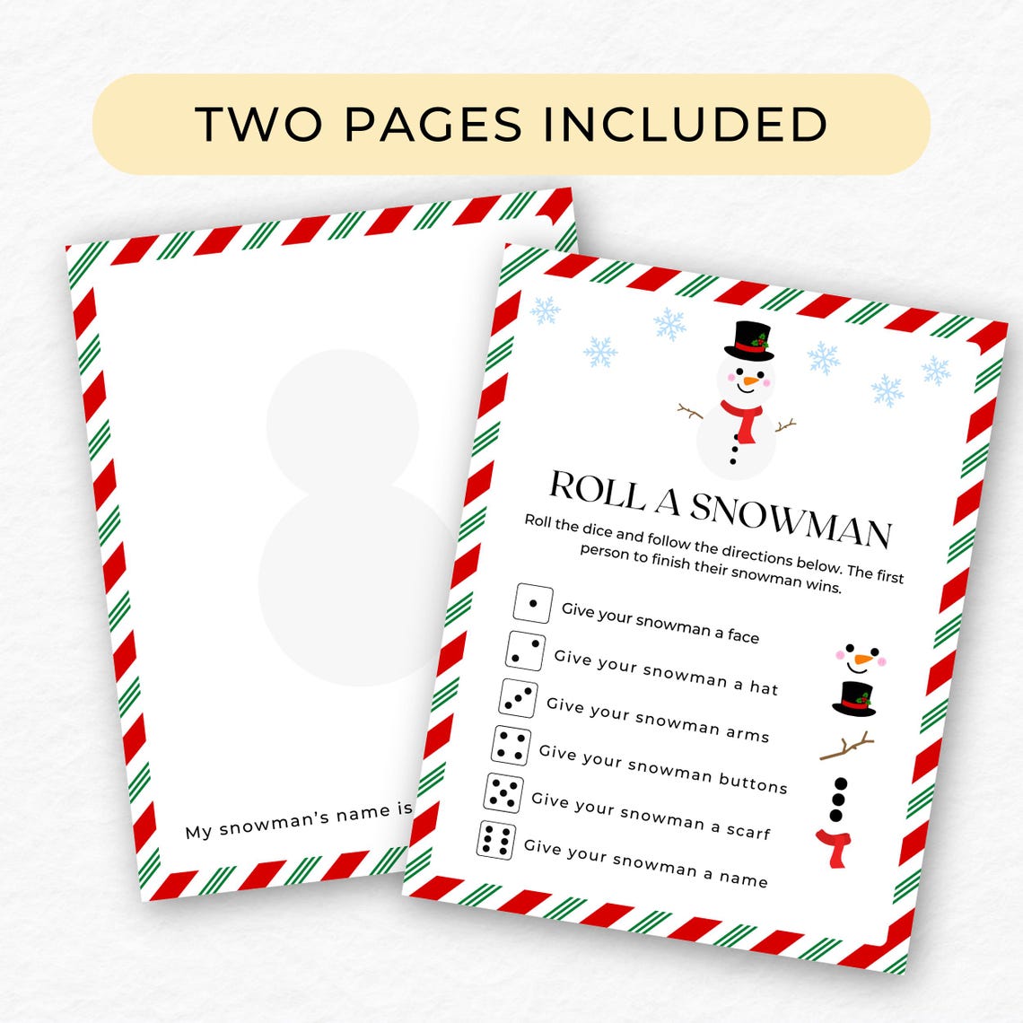 Roll A Snowman Game | Printable Christmas Game for Kids | Build A ...