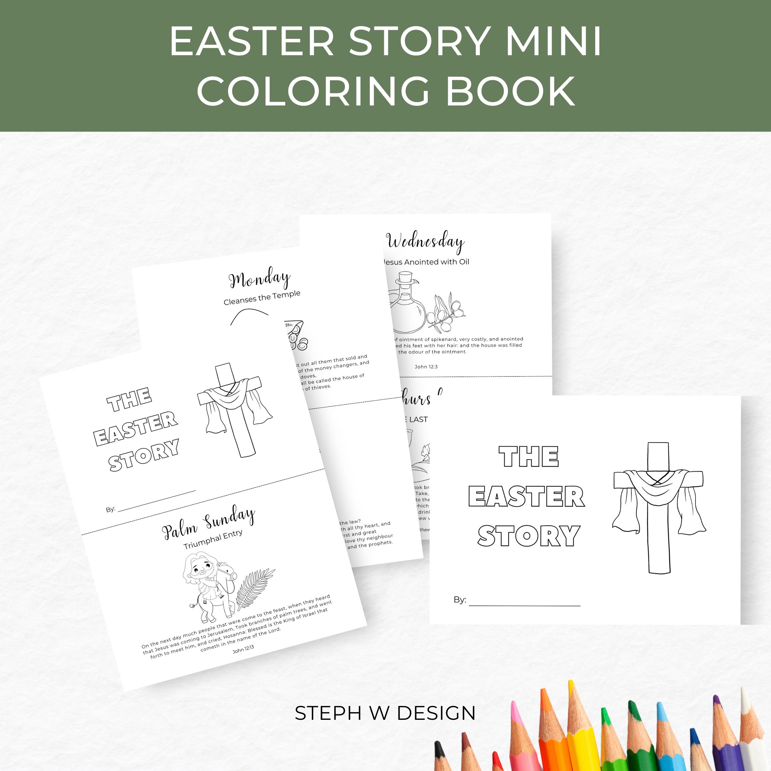 Easter Story Coloring Book, Printable Kids Activity, Christian Easter ...