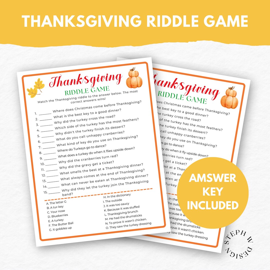 Thanksgiving Riddle Game, Thanksgiving Printables, Thanksgiving Games ...