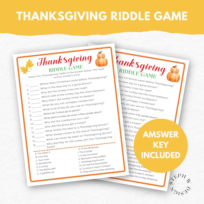 Thanksgiving Riddle Game, Thanksgiving Printables, Thanksgiving Games ...