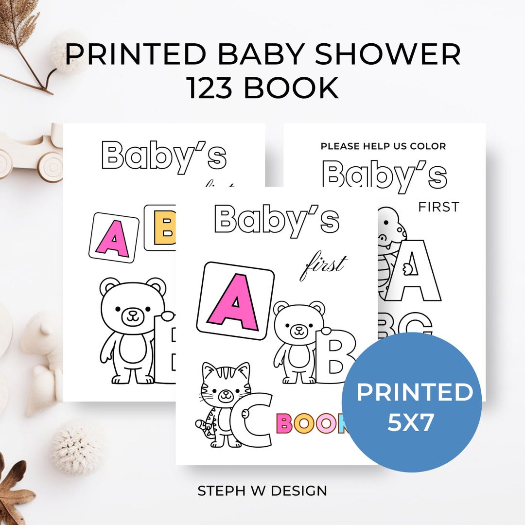 Printed 5x7 Baby Shower Animal ABC Book, Baby's First ABC Book , Baby ...