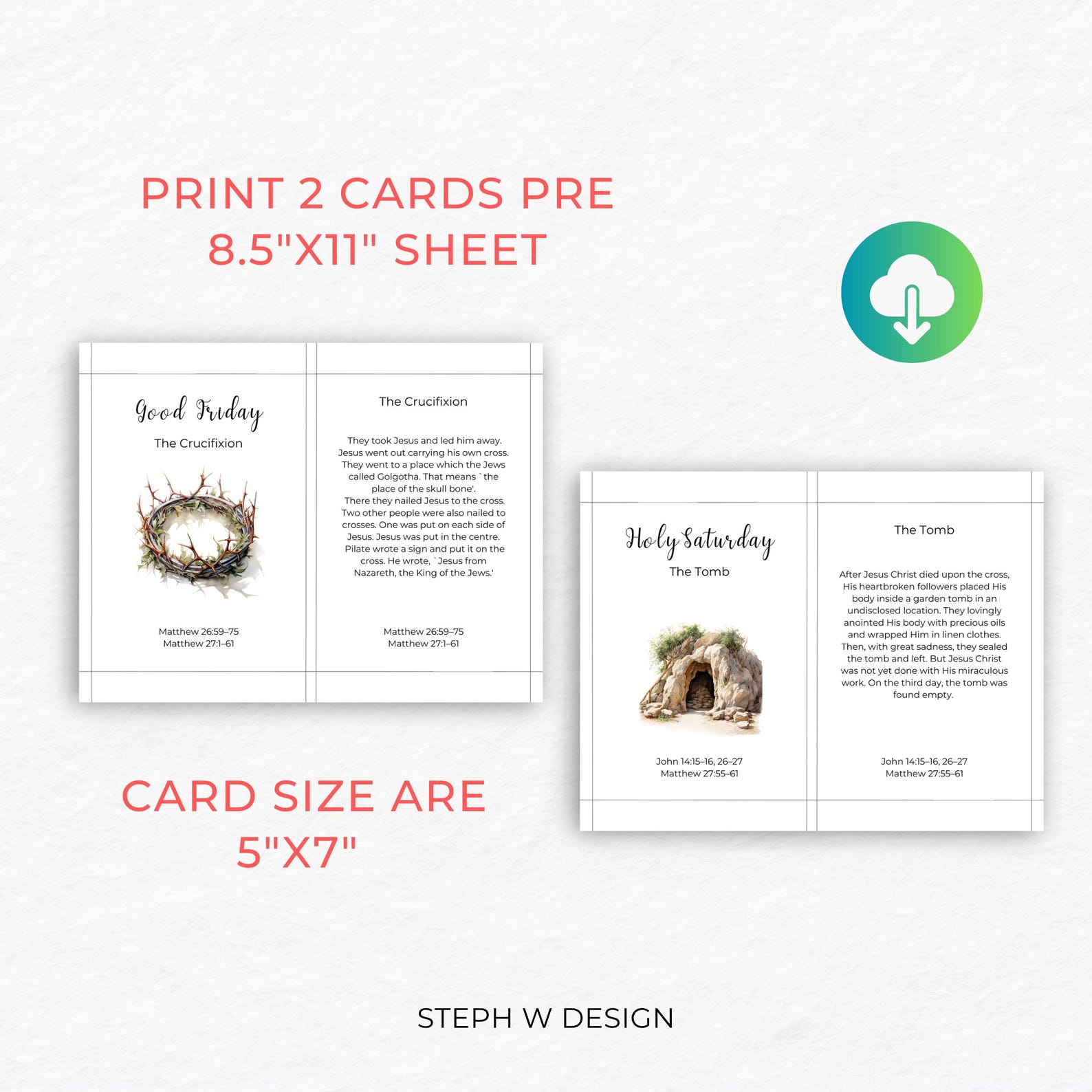 Holy Week Bible Study Cards, Easter Advent Cards, Printable Holy Week ...