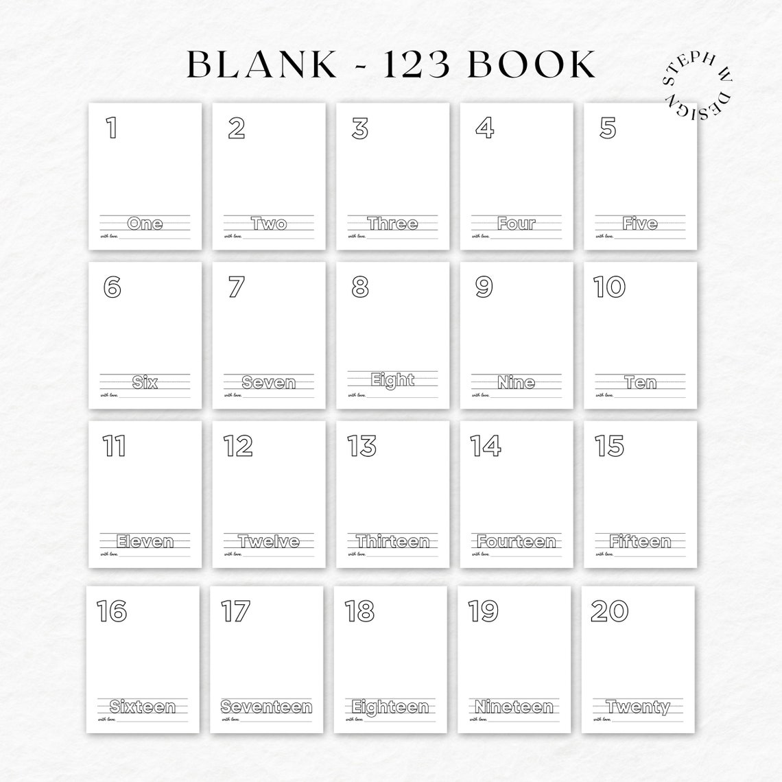 Editable Blank Numbers Coloring Pages, Diy Numbers Book, Baby's First ...