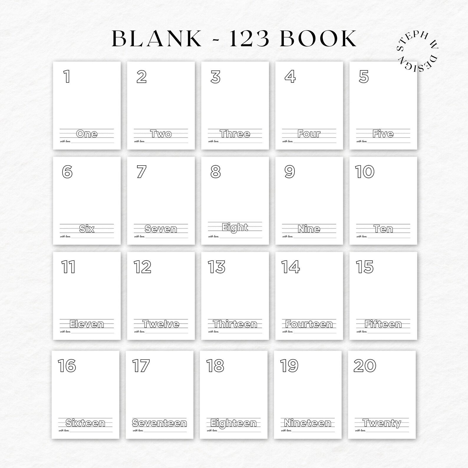 Editable Blank Numbers Coloring Pages, Diy Numbers Book, Baby's First ...