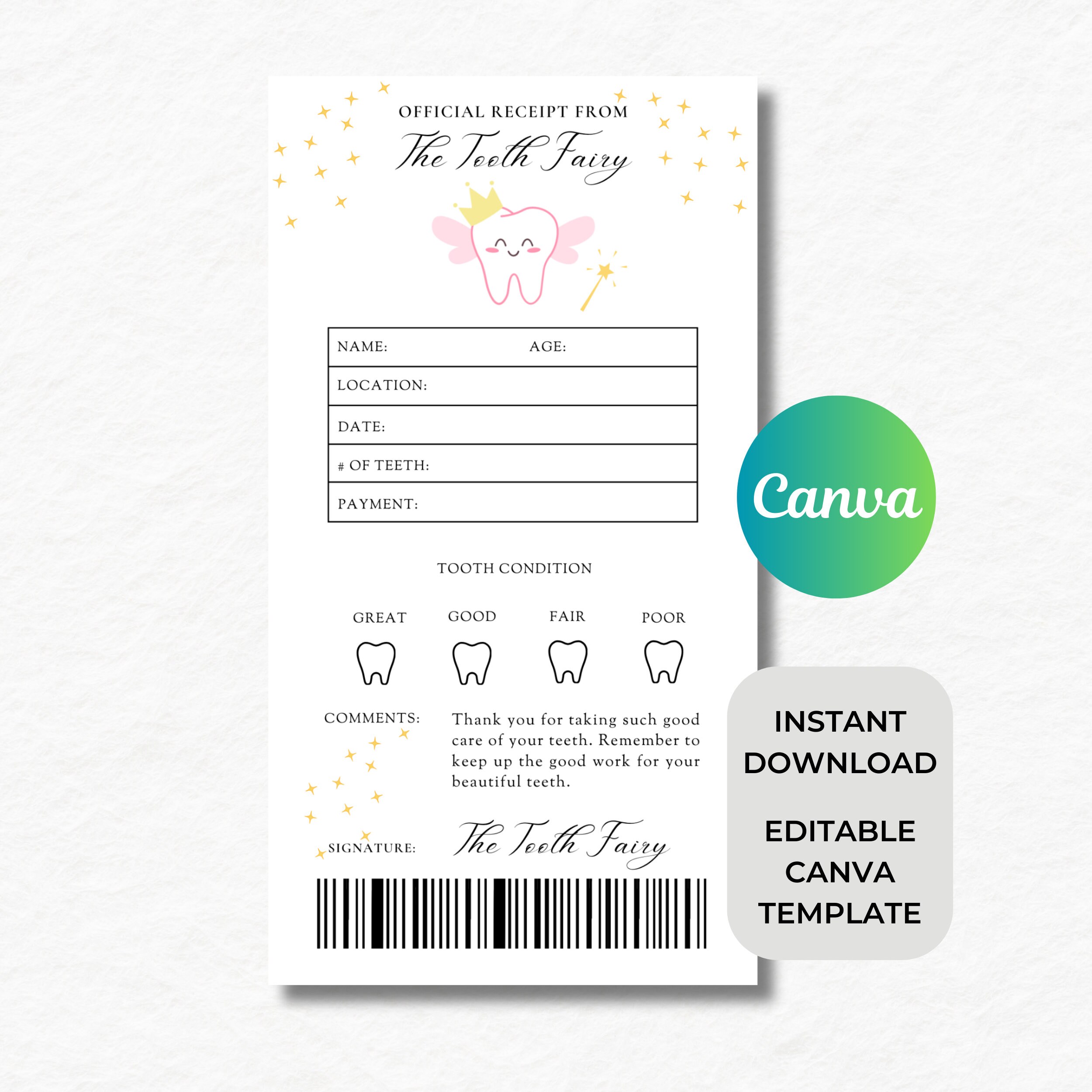 Editable First Tooth Certificate | Lost Tooth | Tooth Fairy Surprise ...