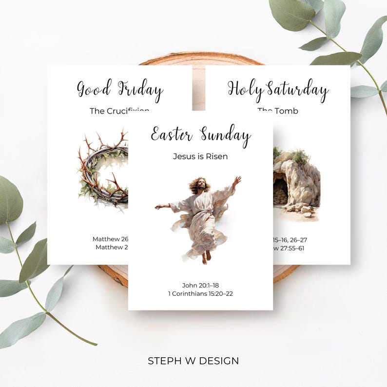 Holy Week Bible Study Cards, Easter Advent Cards, Printable Holy Week ...