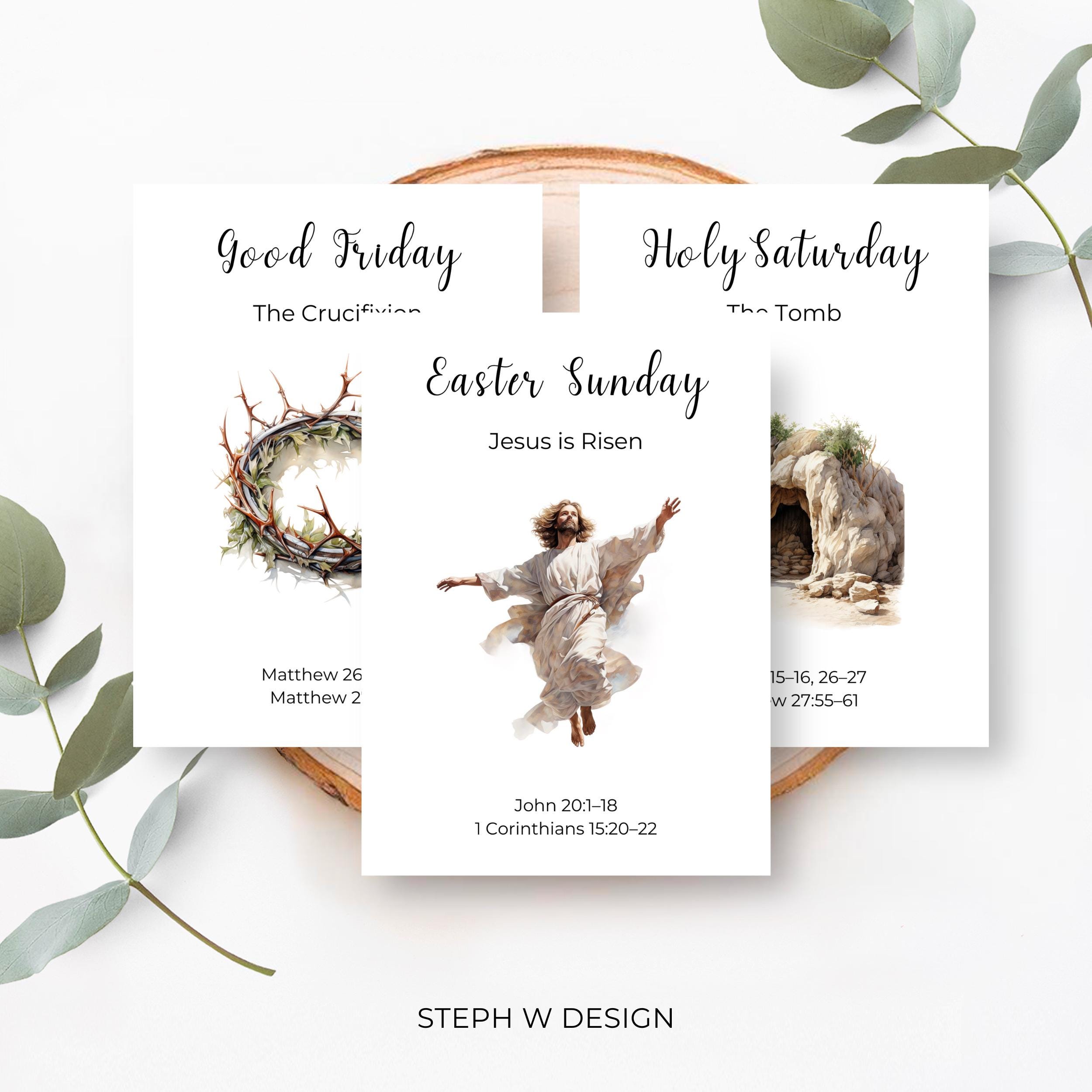 Holy Week Bible Study Cards, Easter Advent Cards, Printable Holy Week ...