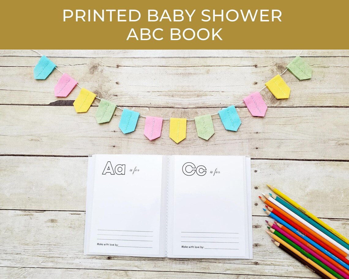 Printed 5x7 Baby Shower ABC Book, Baby's First ABC Book , Baby Alphabet ...