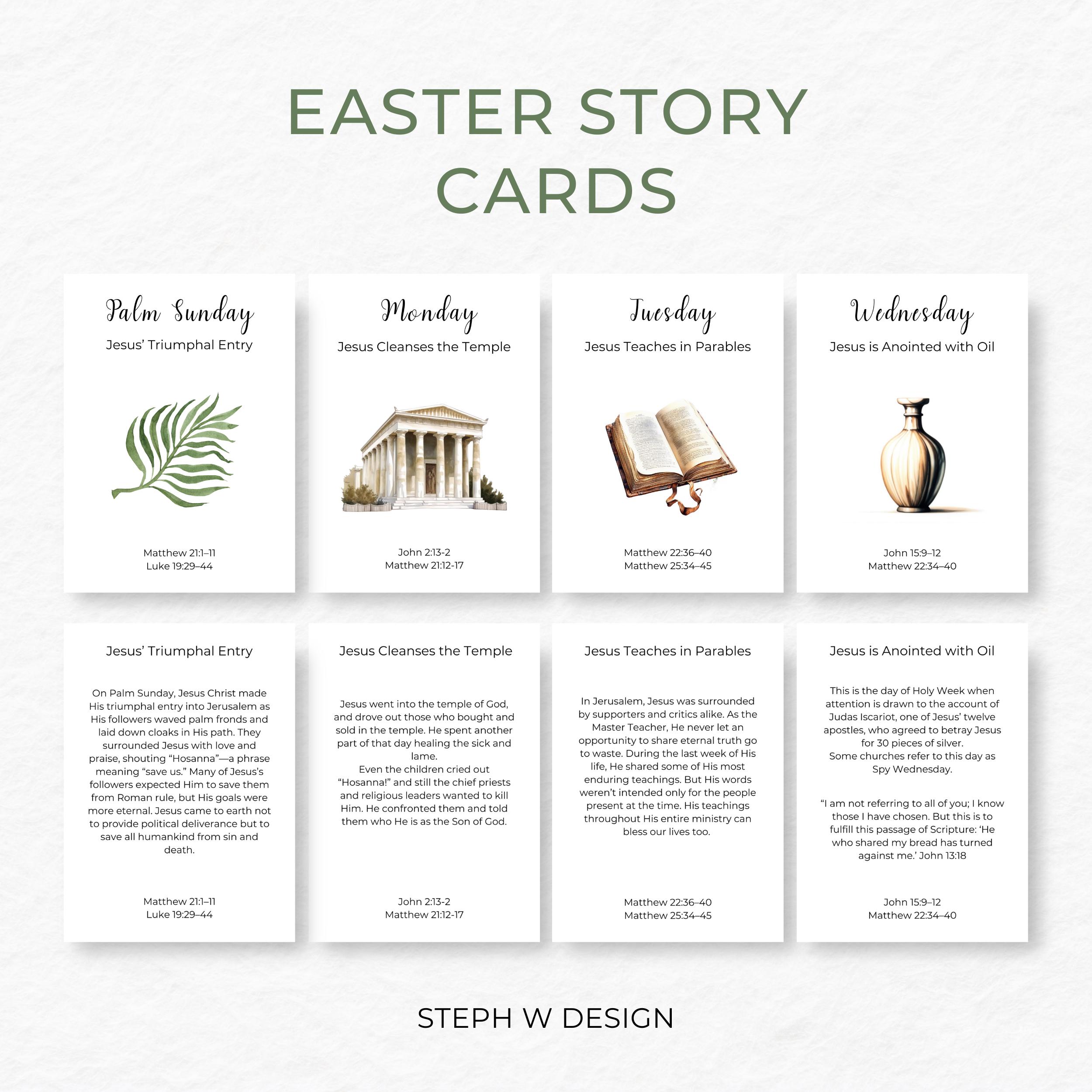 Holy Week Bible Study Cards, Easter Advent Cards, Printable Holy Week ...