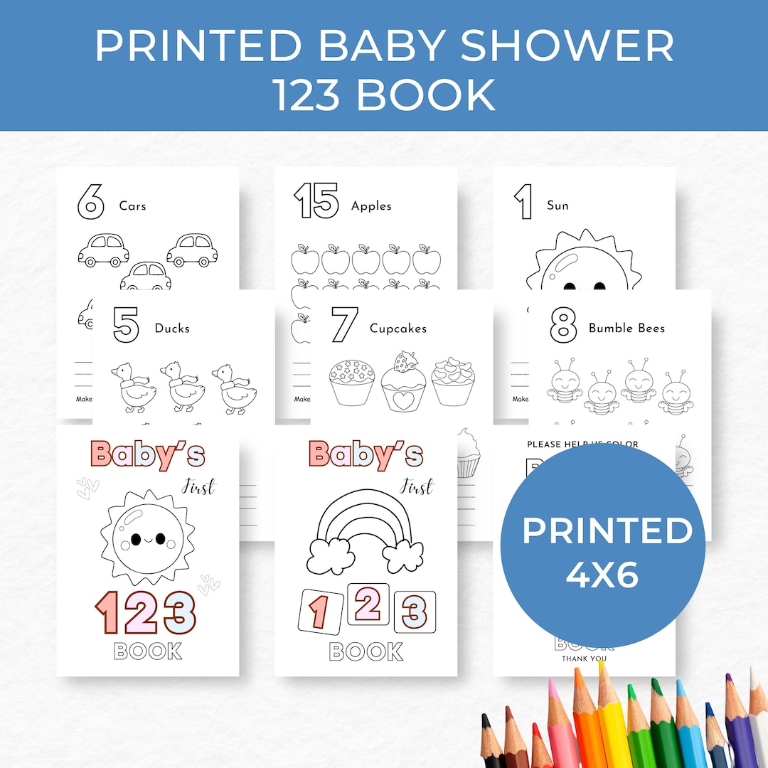 4x6 Printed Baby Shower 123 Book, Baby's First 123 Book , Baby Number ...