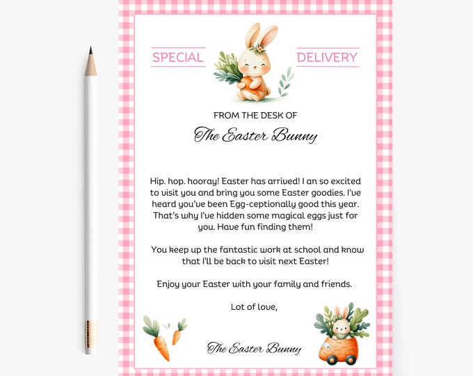Editable Letter From the Easter Bunny, Printable Easter Bunny Letter ...