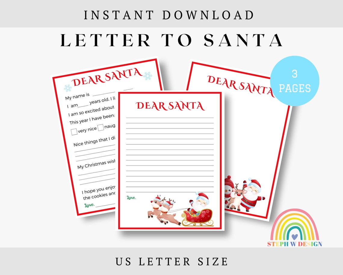 Letter to Santa Printable, Dear Santa Letter, Letter to Santa Template ...