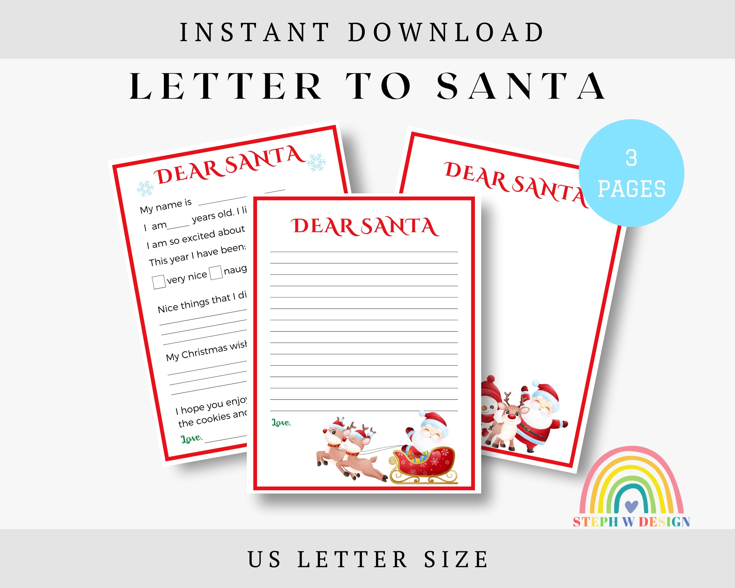 Letter to Santa Printable, Dear Santa Letter, Letter to Santa Template ...